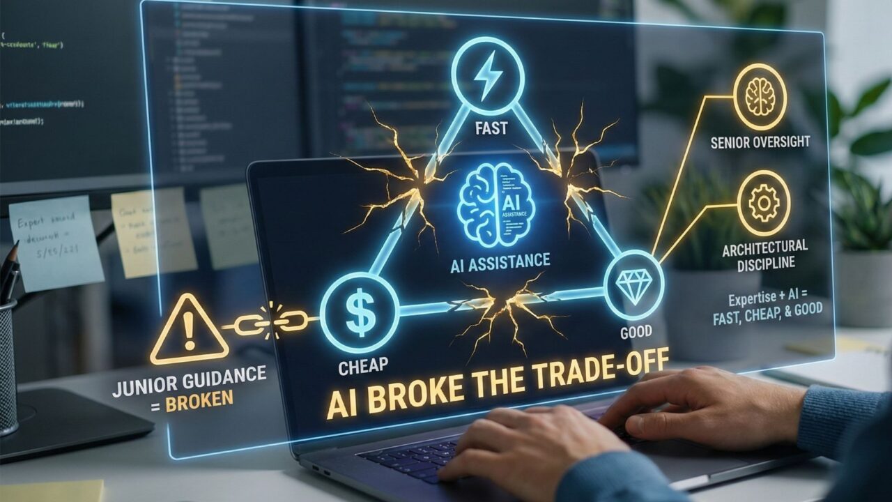 How AI Breaks the Fast-Cheap-Good Tradeoff in Development
